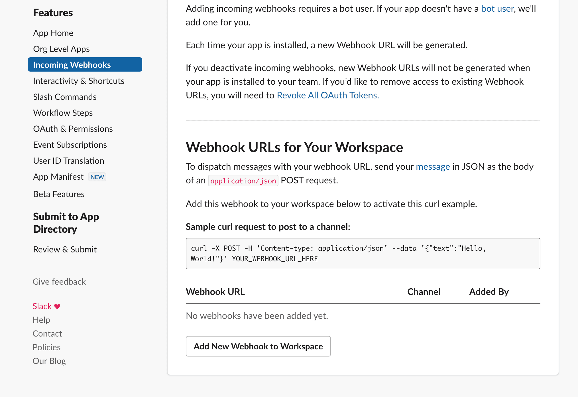 📨 Slack の Incoming Webhook を設定する